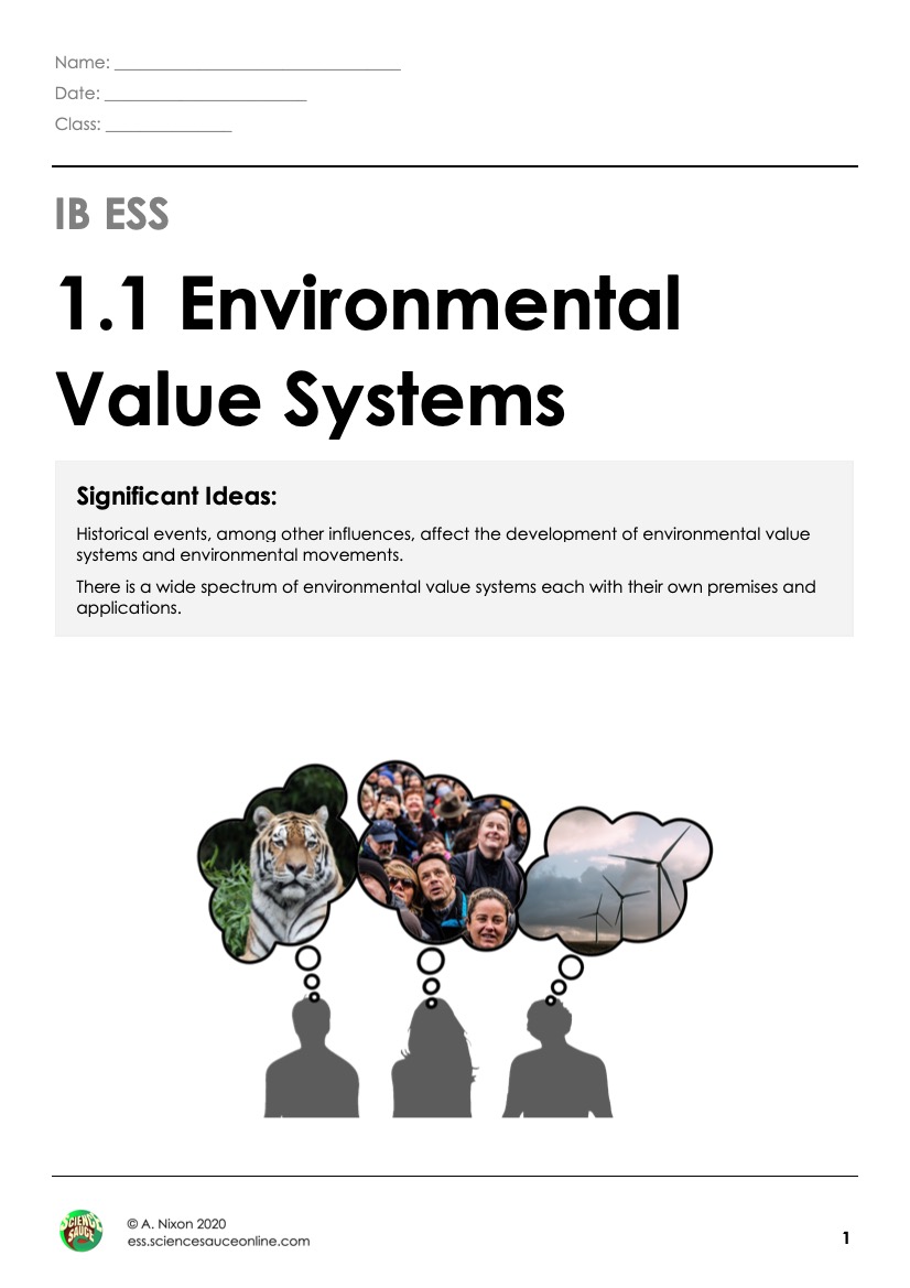 1.1 - Environmental Value Systems | IB ESS by Science Sauce