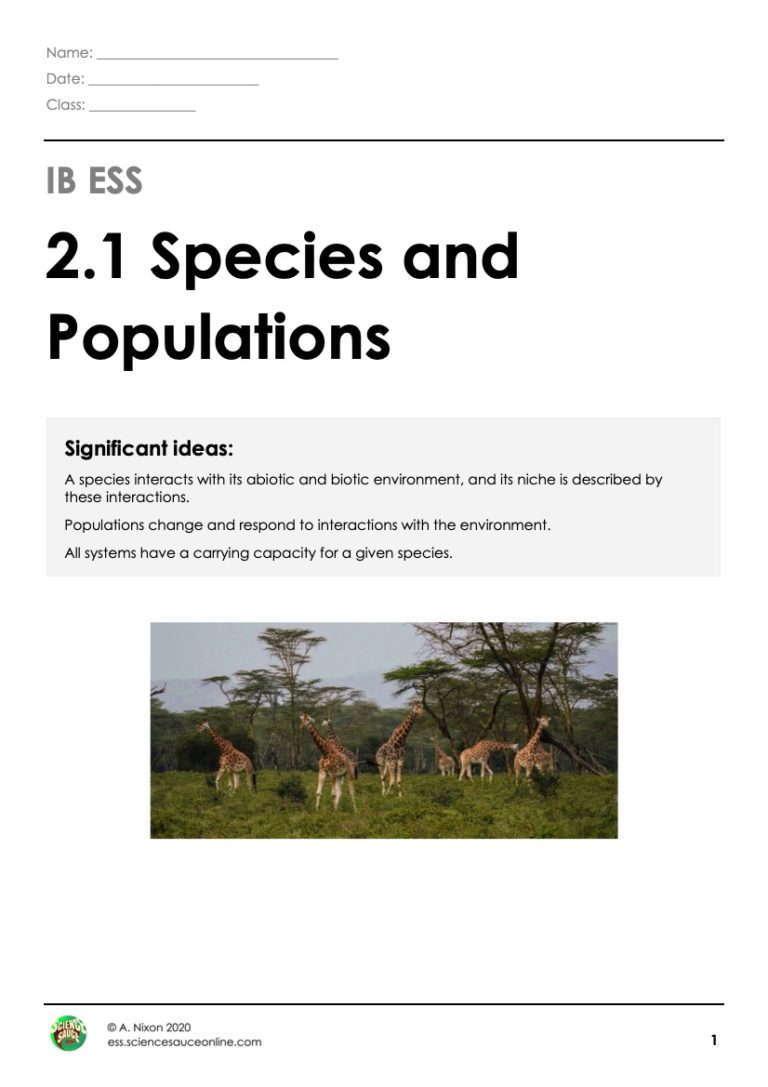 2.1 - Species and Populations | IB ESS by Science Sauce