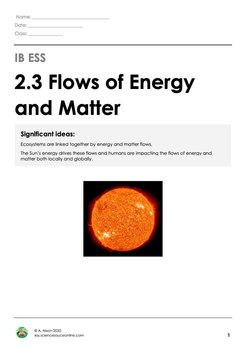 2.3 Flows of Energy and Matter | IB ESS by Science Sauce