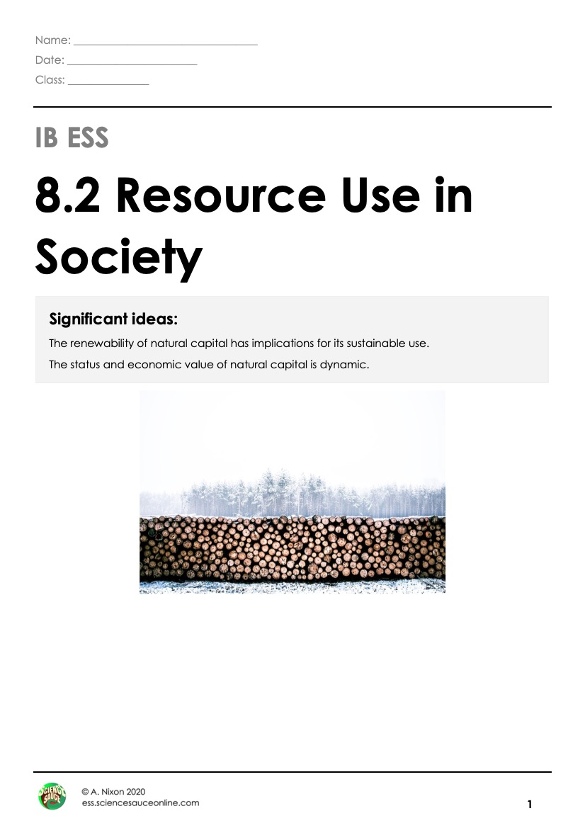 8.2 Resource Use in Society | IB ESS by Science Sauce